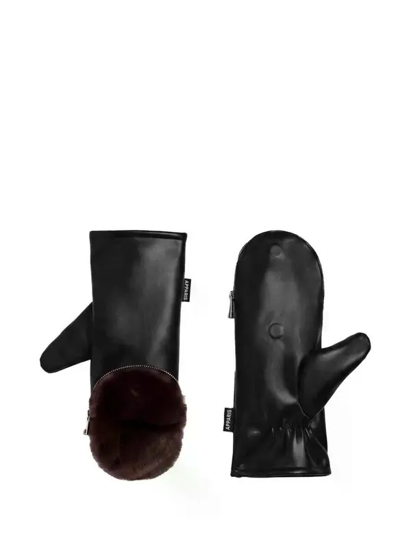 Apparis Noa Faux-fur Trim Mittens - Black