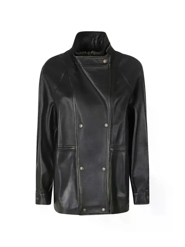 SEMICOUTURE Alanis Double-breasted Leather Jacket
