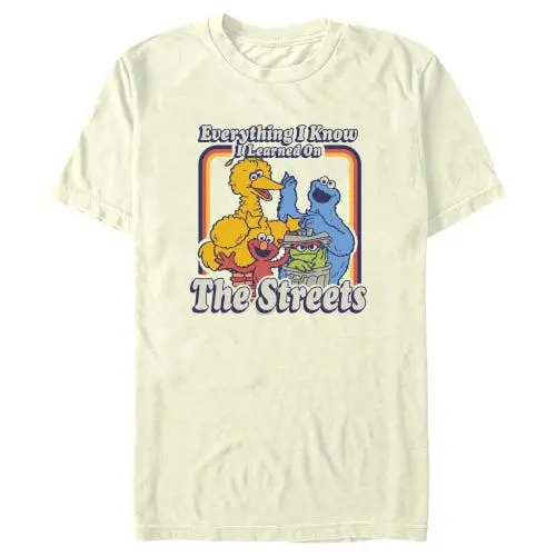 SESAME STREET® Everything I Know I Learned On The Streets Short Sleeve Graphic T-shirt - Beige