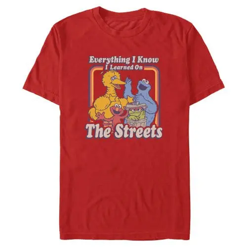 SESAME STREET® Everything I Know I Learned On The Streets Short Sleeve Graphic T-shirt - Red