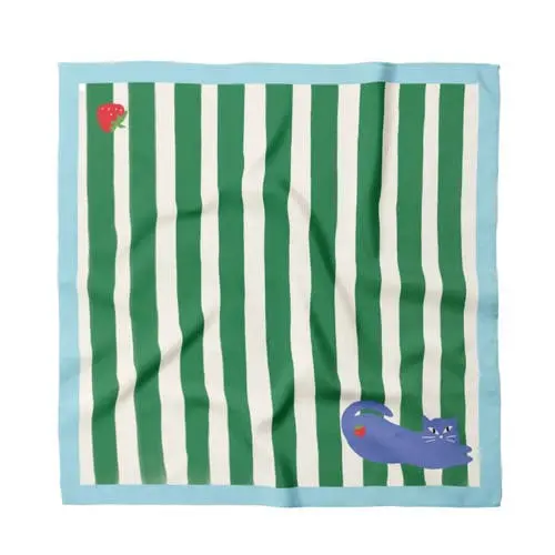 CENTINELLE Cat Stripes Cotton Bandana - Blue