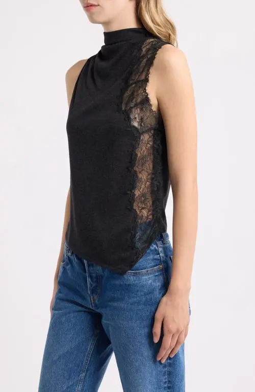 Mango Mock Neck Sleeveless Top With Lace Inset