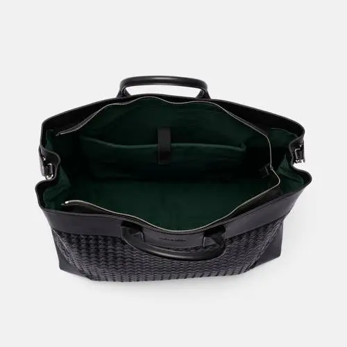 MARC NOLAN Woven Calfskin Leather Weekender