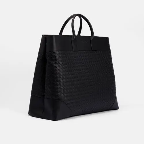 MARC NOLAN Woven Calfskin Leather Weekender