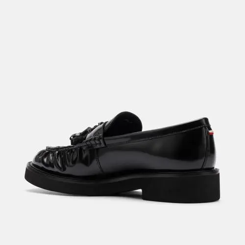 MARC NOLAN Ella Pleated Tassel Loafer - Black