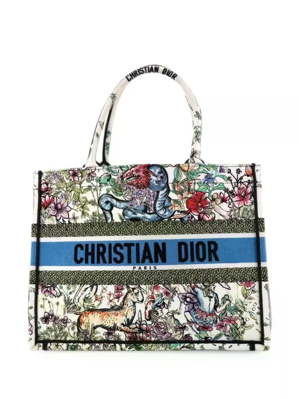 Dior Book Embroidered Canvas Medium Tote Bag