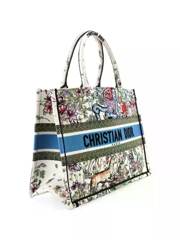 Dior Book Embroidered Canvas Medium Tote Bag