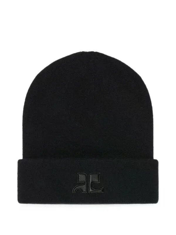 COURREGES Ac Logo-patch Beanie Hat - Black