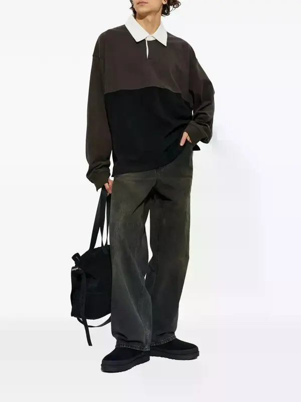 AGOLDE Blocked Rugby Colour-block Long-sleeve Polo Shirt - Brown