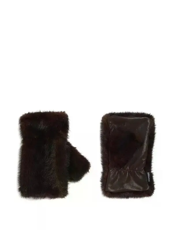 Apparis Harper Faux-fur Fingerless Gloves - Brown