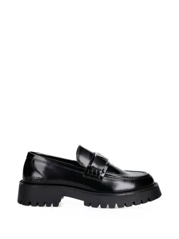 Guess Logo-plaque Lug-sole Loafers - Black