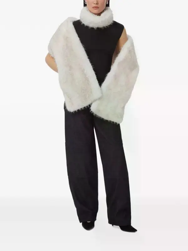 Apparis Dame Tipped Faux-fur Shawl - Neutrals
