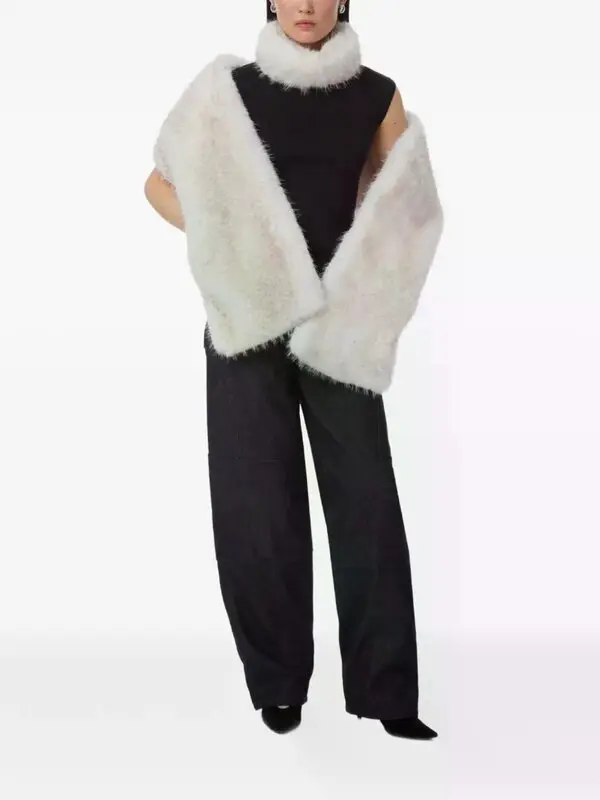 Apparis Dame Tipped Faux-fur Shawl - Neutrals