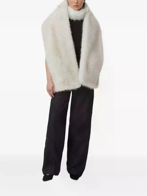 Apparis Dame Tipped Faux-fur Shawl - Neutrals