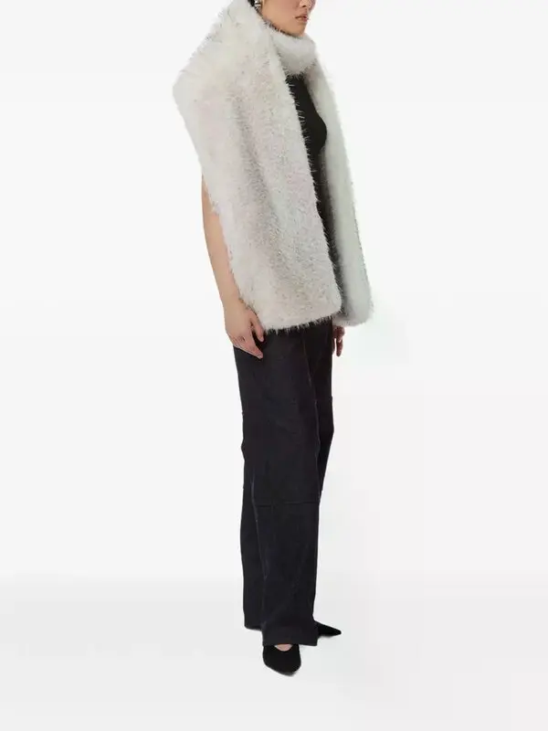 Apparis Dame Tipped Faux-fur Shawl - Neutrals