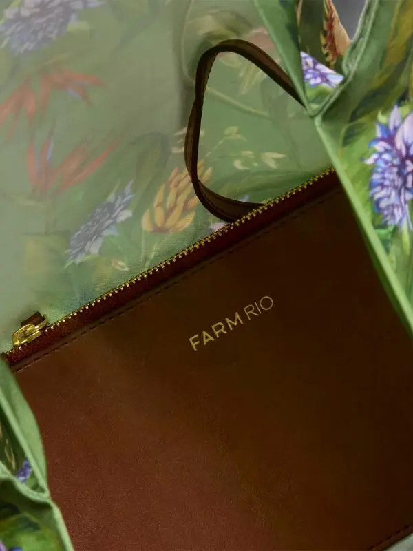 Farm Rio Tropical-print Fish-handle Shoulder Bag