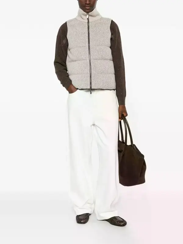 Peserico Quilted High-neck Gilet - Neutrals
