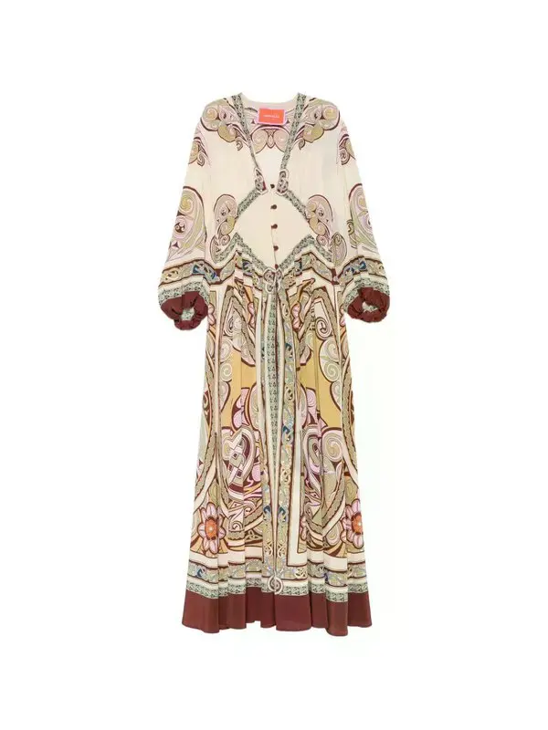 La DoubleJ Printed V-neck Maxi Dress