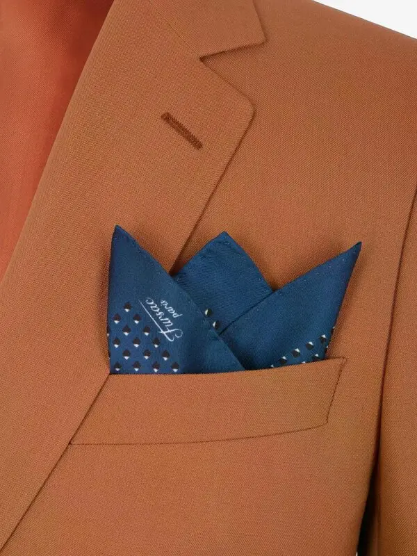 FURSAC Polka-dot Silk Pocket Square - Blue