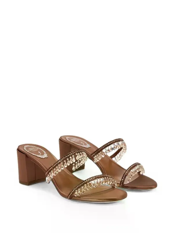 Rene Caovilla Chandelier Crystal-embellished Heeled Sandals - Brown