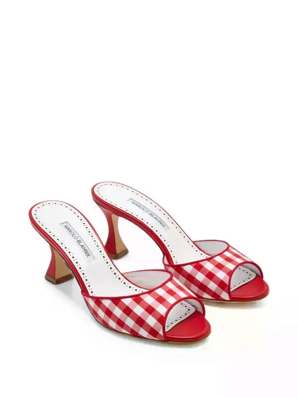 Manolo Blahnik Jadara Gingham Mules