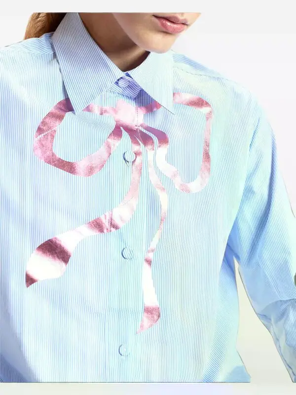 Cynthia Rowley Metallic-bow Striped Shirt - Blue