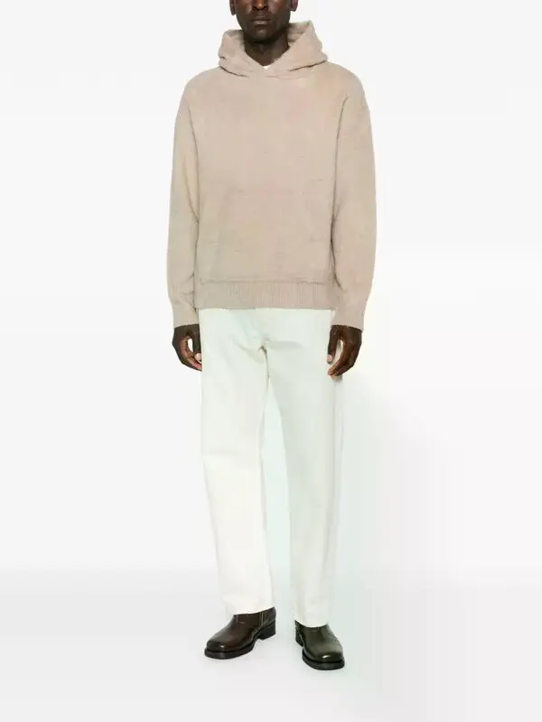 ROBERTO COLLINA Brushed-knit Hoodie - Neutrals