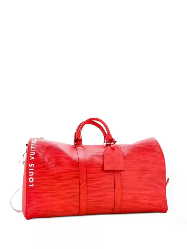 LOUIS VUITTON Keepall Bandouliere Bag Logo Embossed Xl Epi Leather 50 Travel Bag - Red