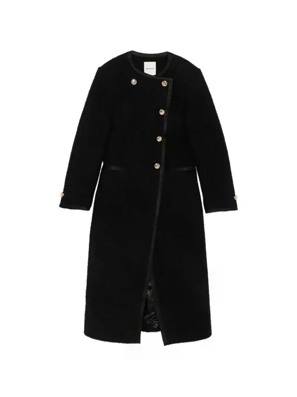 Sandro Button-up Round-collar Coat