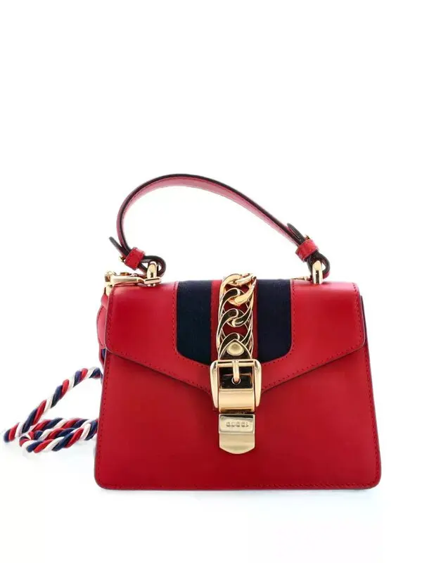 Gucci Sylvie Top Handle Bag Leather Mini Satchel