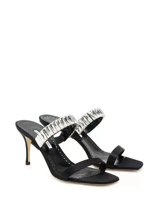 Manolo Blahnik Sakobay Crystal-embellished Satin Sandals - Black