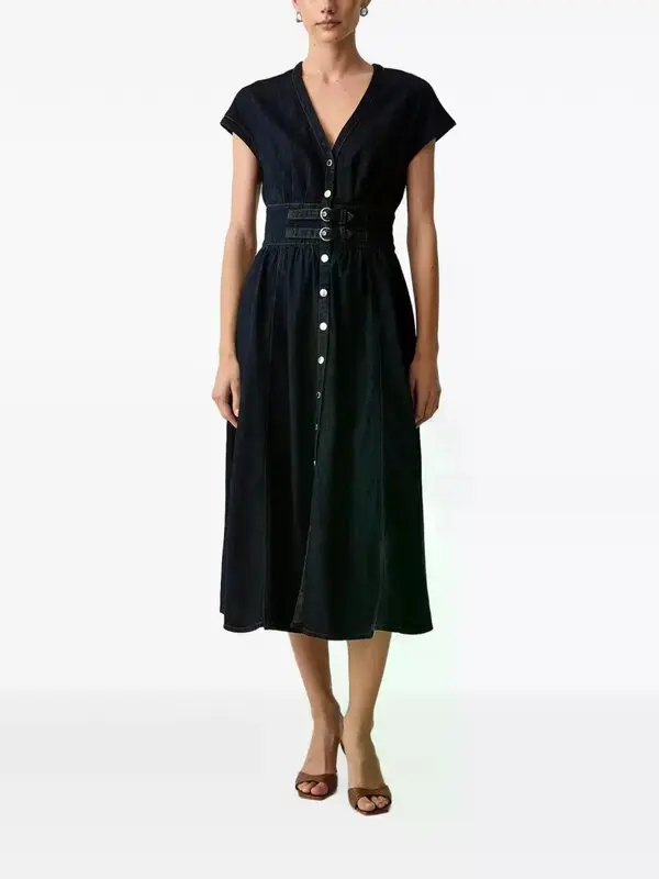 MORGAN Buckled Front-button Midi Dress