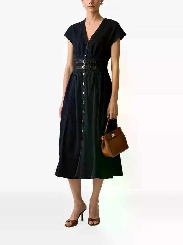 MORGAN Buckled Front-button Midi Dress