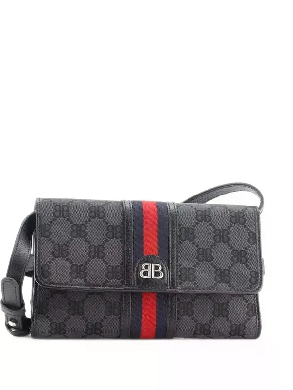 Balenciaga X Gucci The Hacker Wallet On Strap Bb Canvas Shoulder Bag
