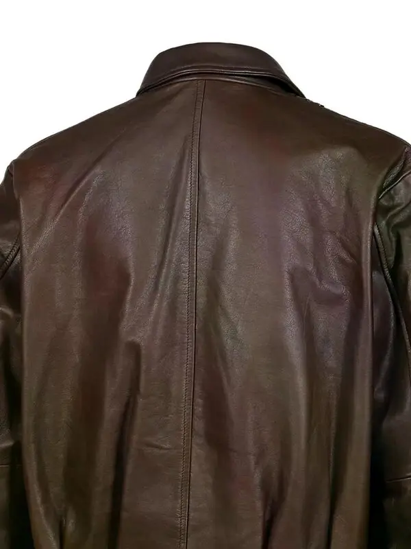 TAAKK Zip-up Embroidered Leather Jacket