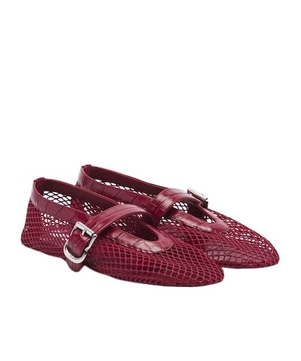 Alaïa Croc-effect Fishnet Ballet Flats