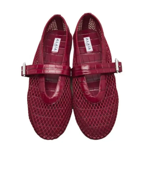 Alaïa Croc-effect Fishnet Ballet Flats