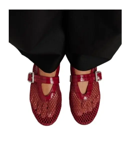 Alaïa Croc-effect Fishnet Ballet Flats