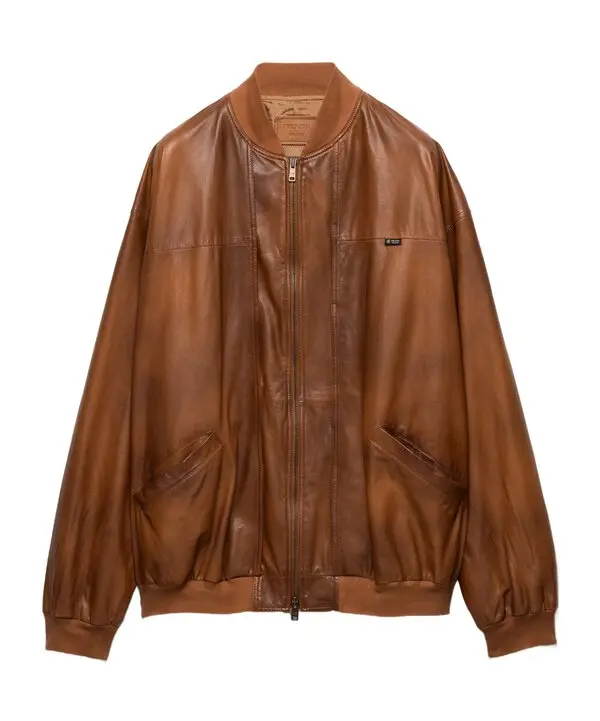 Prada Oversized Nappa Leather Bomber Jacket