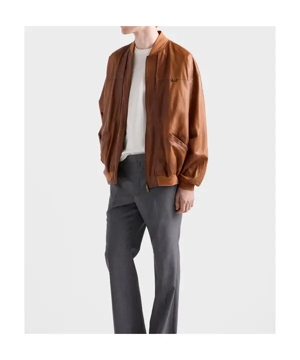 Prada Oversized Nappa Leather Bomber Jacket