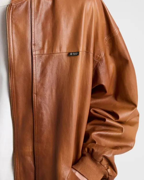 Prada Oversized Nappa Leather Bomber Jacket