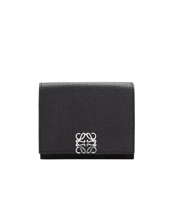 Loewe Anagram Plaque Tri-fold Wallet - Black