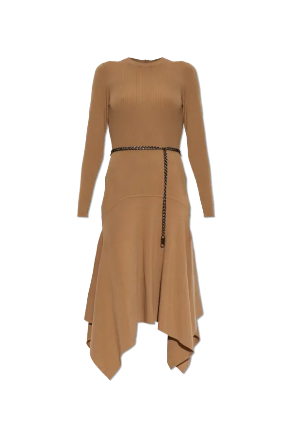 Michael Kors Wool Dress With An Asymmetrical Cut - Brown