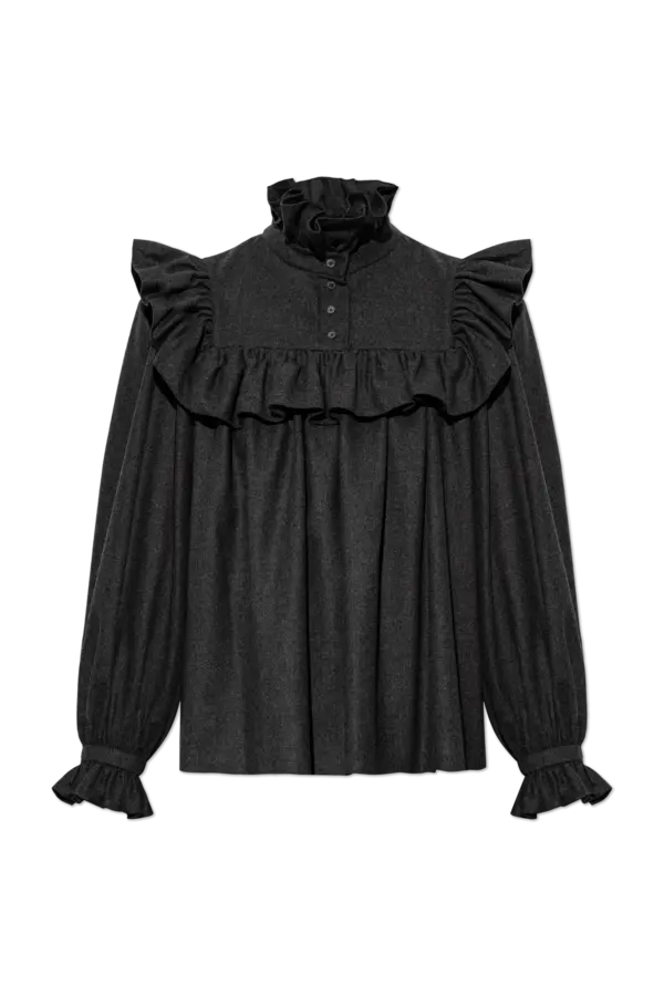 Chloé Wool Ruffled Top - Grey