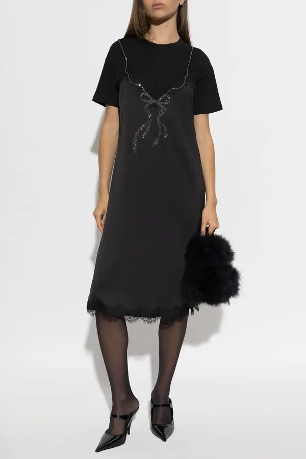 Blumarine Long Dress With Sewn-in Lace