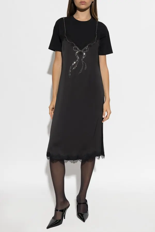 Blumarine Long Dress With Sewn-in Lace