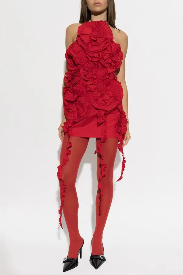 Blumarine Off-shoulder Mini Dress With Halter Tie By