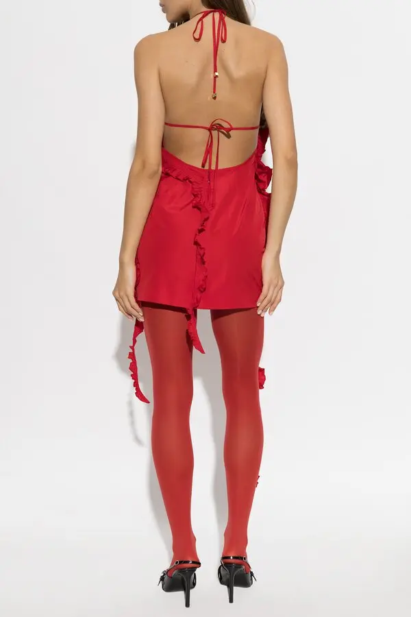 Blumarine Off-shoulder Mini Dress With Halter Tie By