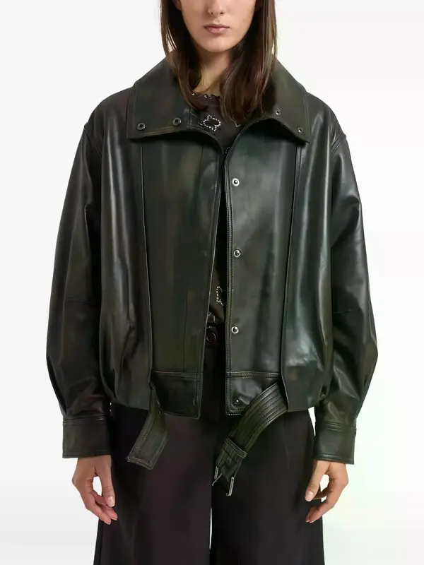 SWORD 6644 Belted Leather Jacket