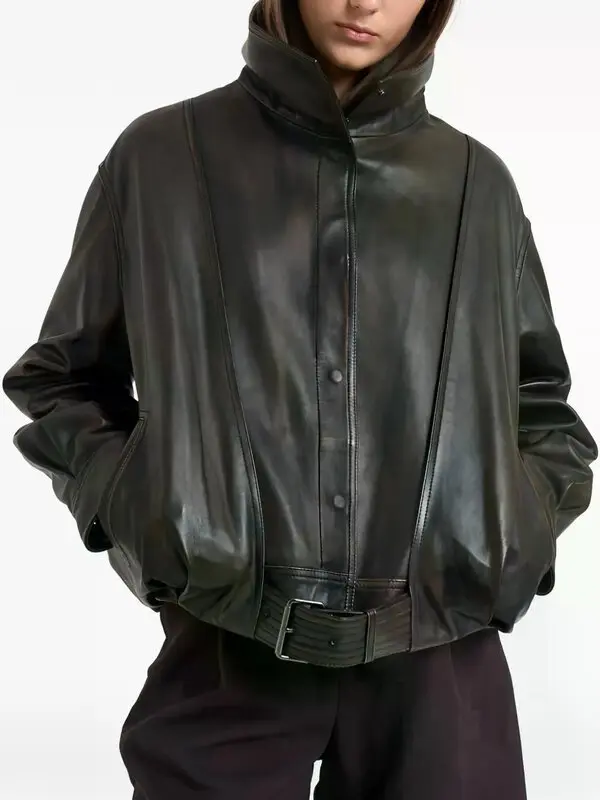 SWORD 6644 Belted Leather Jacket